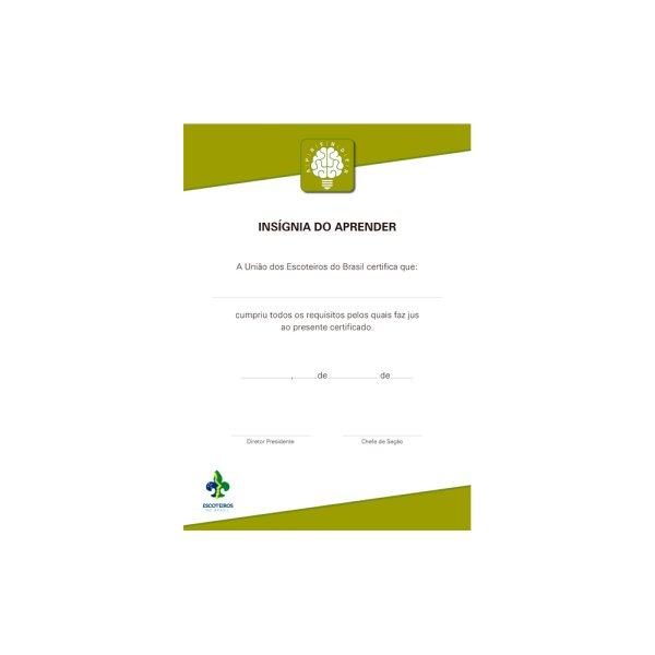 Certificado Insígnia do Aprender Ramo Escoteiro | Loja Escoteira